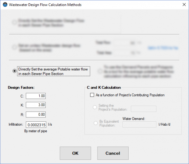Available Options for Wastewater Design Flows Calculation with CLOACAS ...